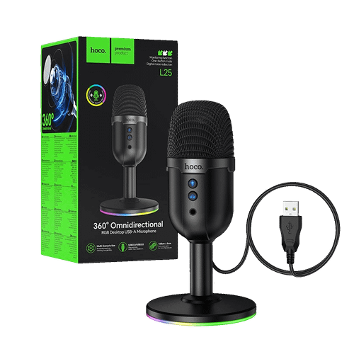 Hoco L25 stoni USB mikrofon sa RGB osvetljenjem, omnidirekcioni