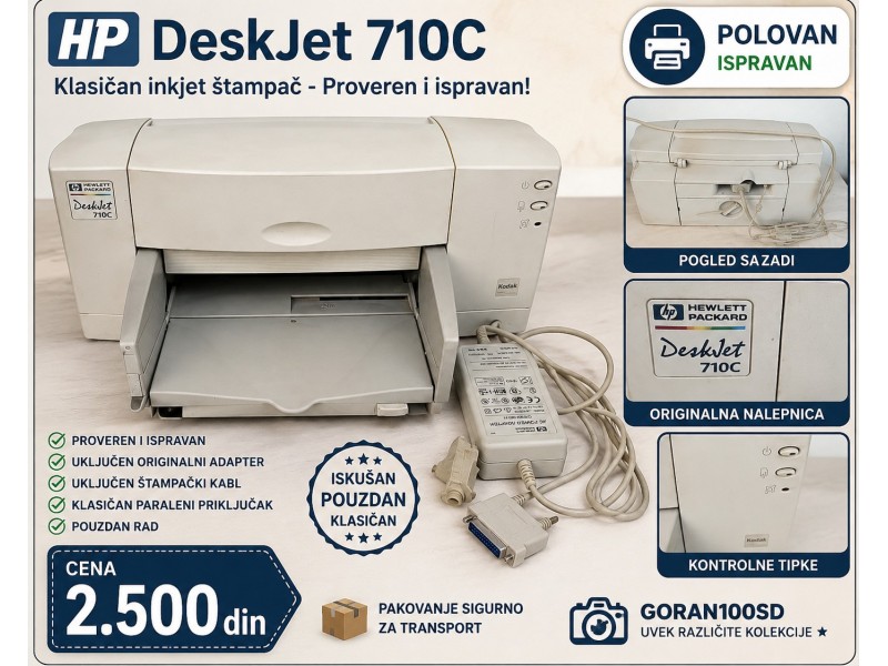 HP DeskJet 710C, stariji inkjet model.