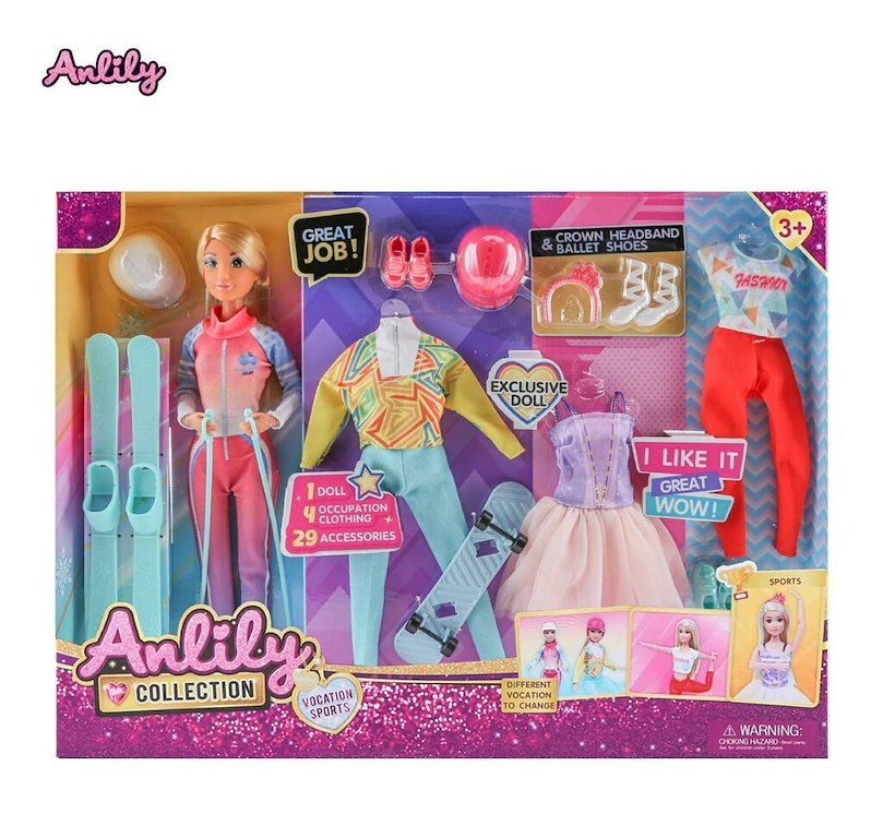 Anlily Collection – Vacation Sports set za igru - Lutka sa dugom