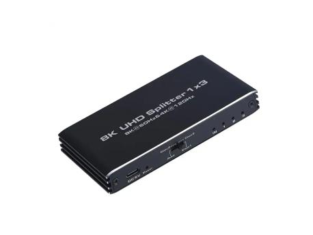 KETTZ KT-HS308 HDMI Spliter 1IN–3OUT – 8K@60Hz 4K@120Hz HDMI 2.1 EDID HDR VRR