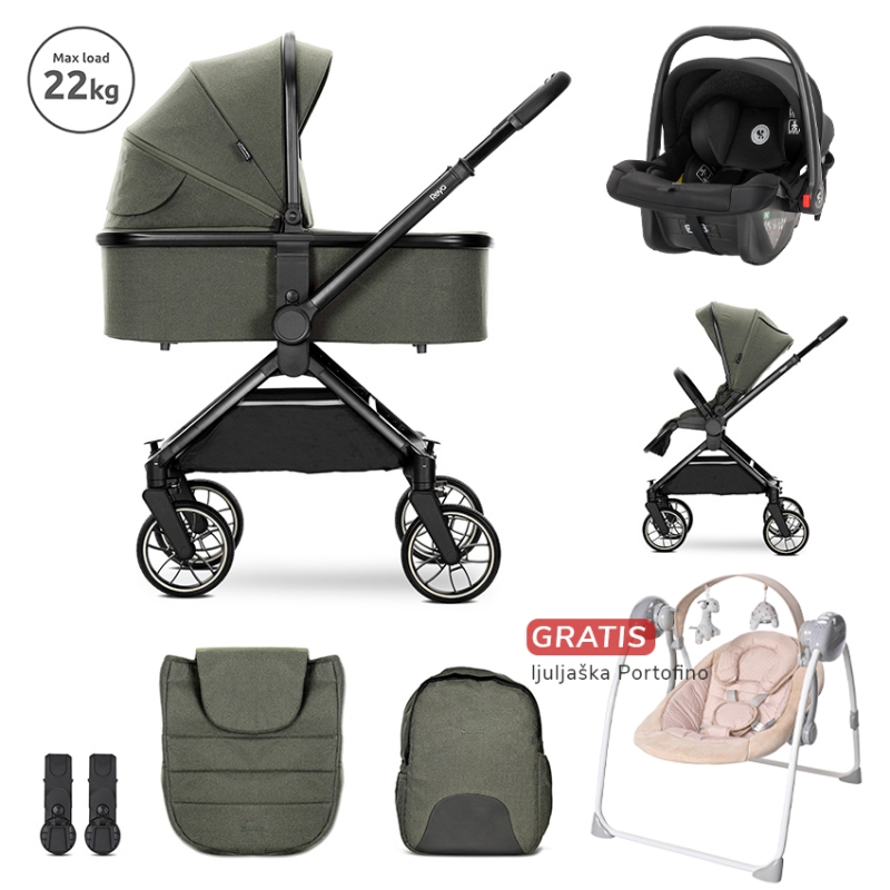 Lorelli Reya kolica 3u1 Green + gratis Portofino ljuljaška