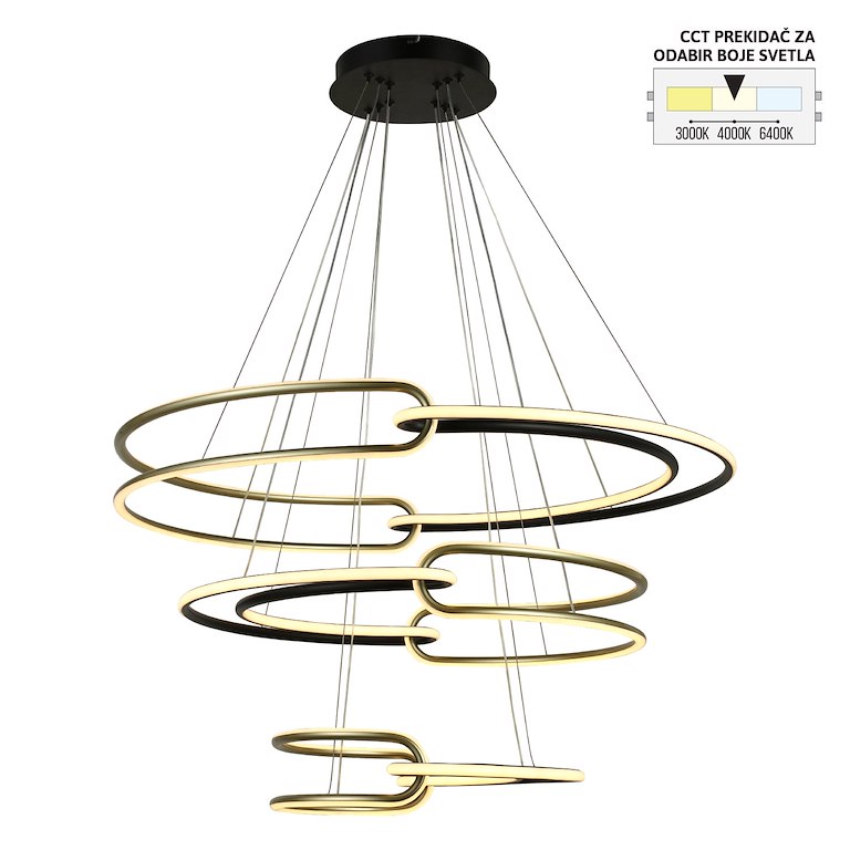 LED viseća lampa F2110-⁠65V BK+GD CCT