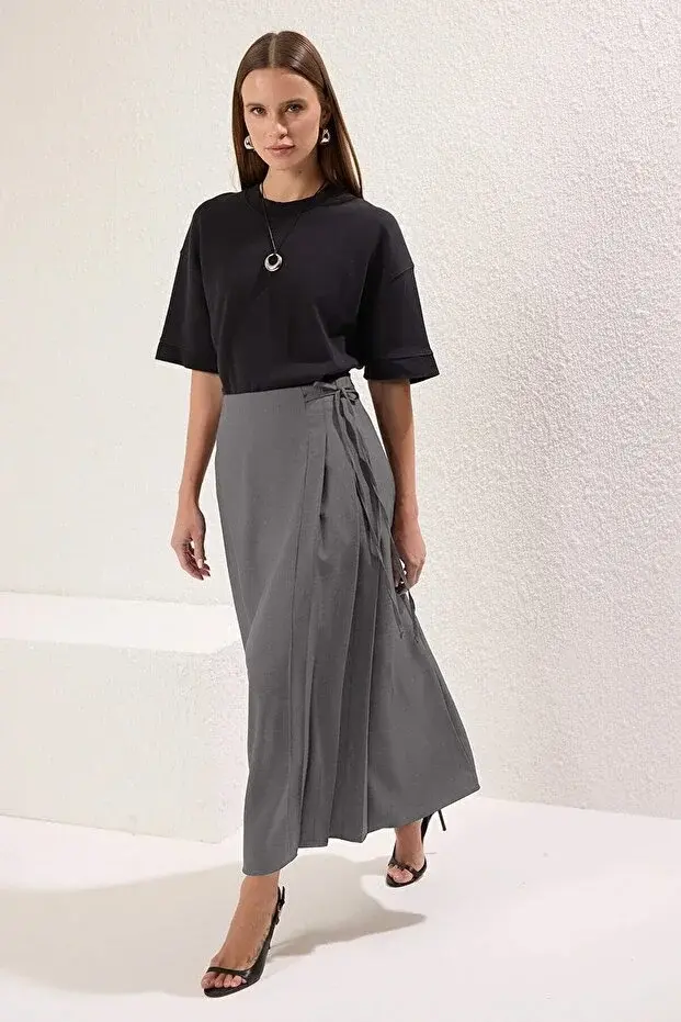 Trendyol Modest Ženska suknja Tctaw25Ee00007, Tamnosiva