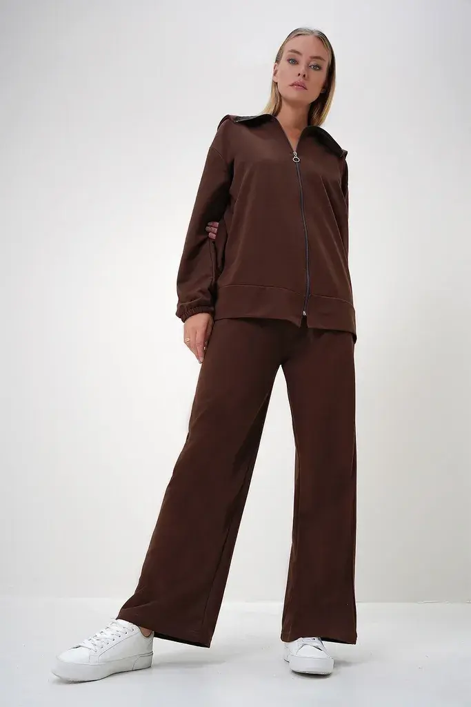 Trend Alacati Stili Ženski komplet jakna i pantalone Alc-X12930, Smeđi