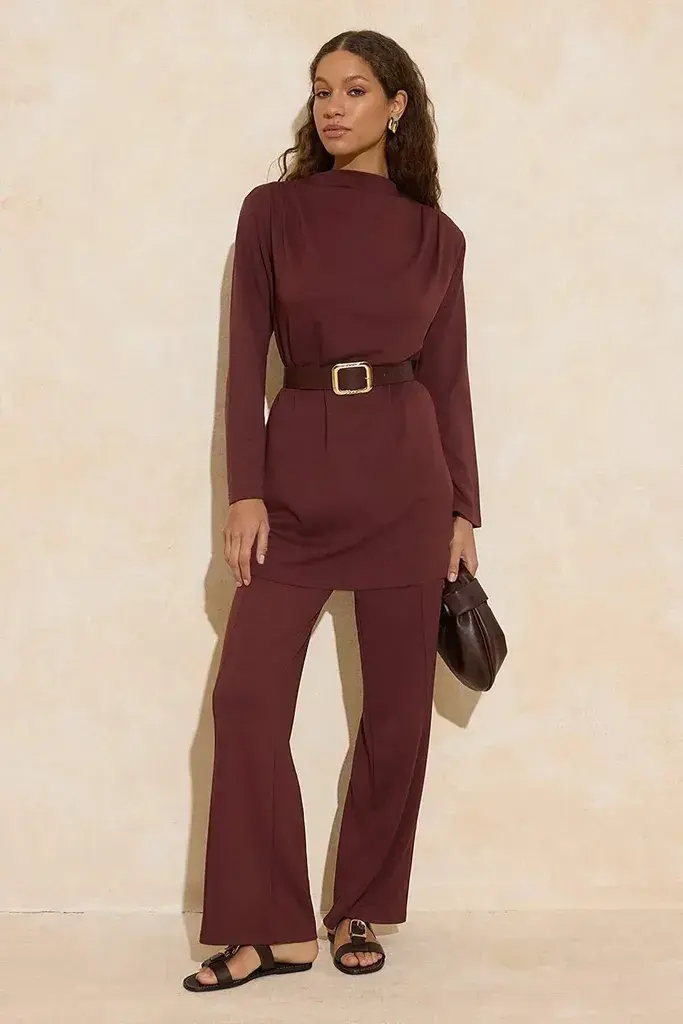 Trendyol Modest Ženski komplet Tctss26Us00014, Smeđi