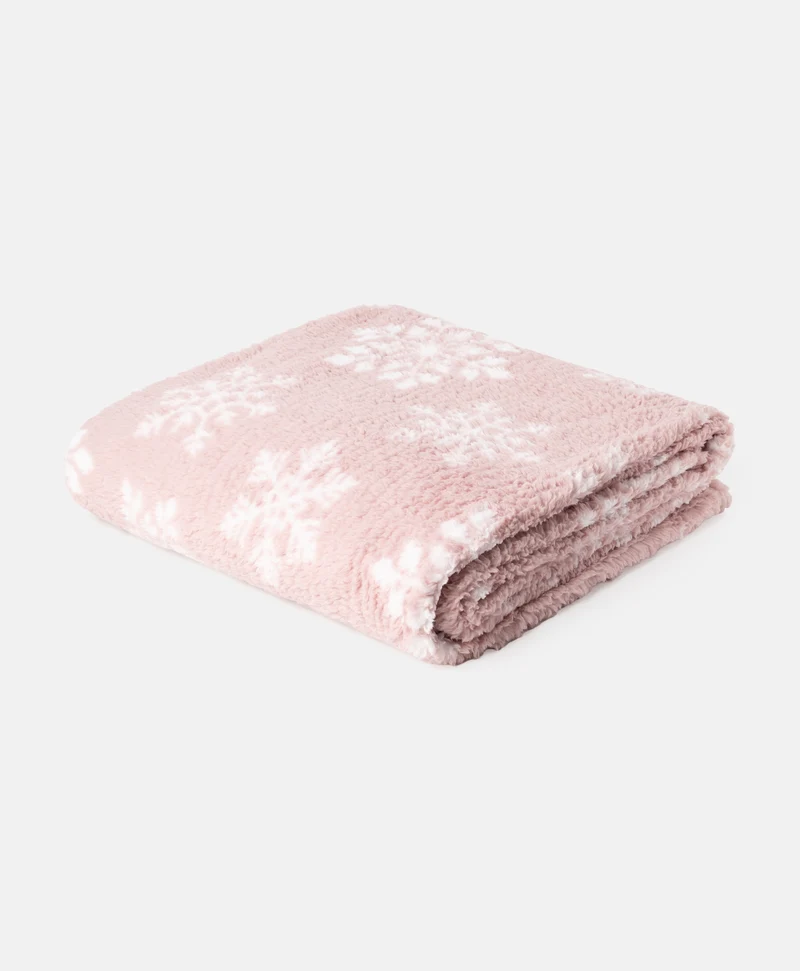 Praznično sherpa ćebe roze boje sa pahuljama