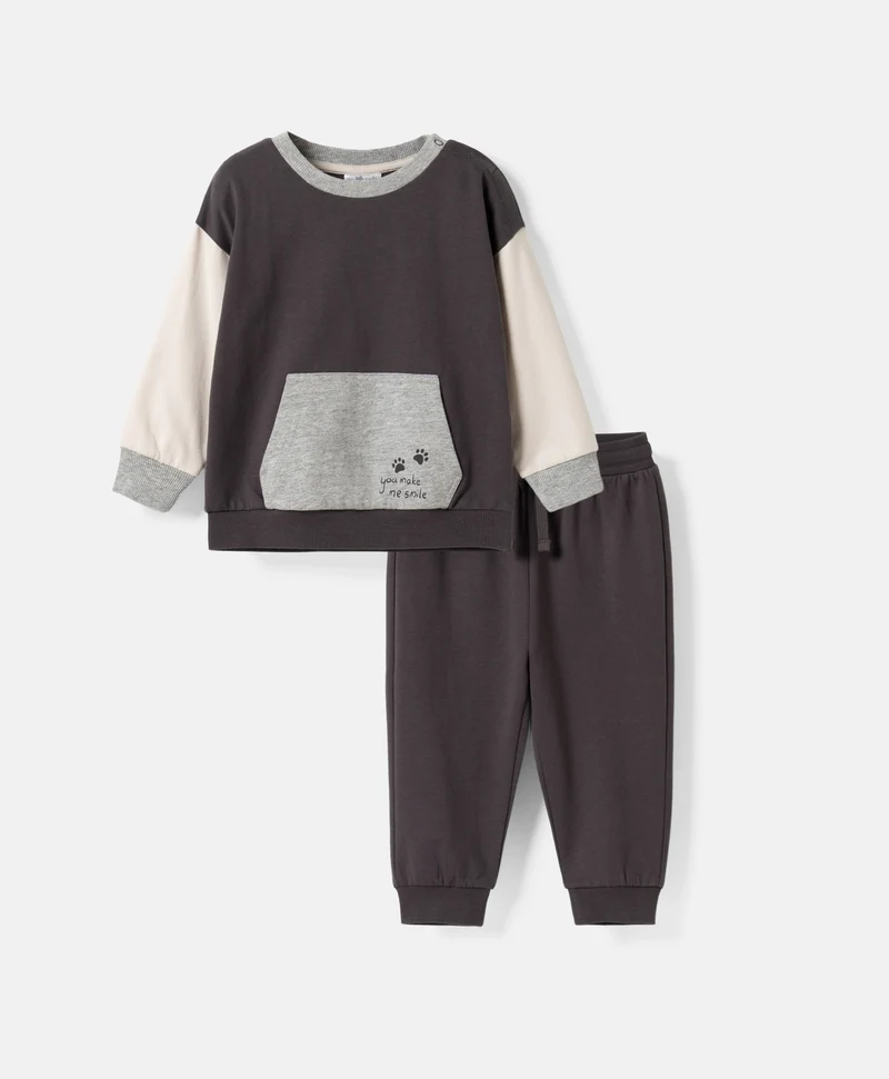 Komplet za bebe dečake sa duksem sa džepom i pantalonama, 100% pamuk