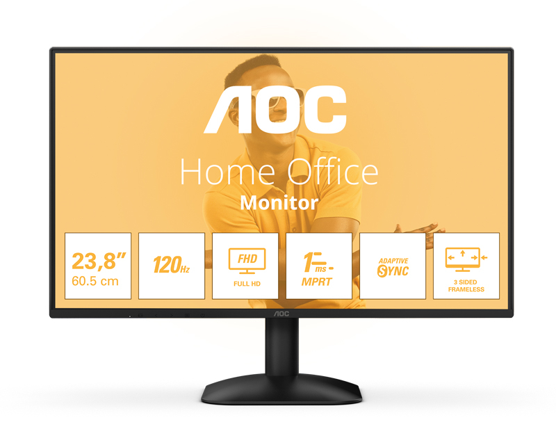 Monitor AOC 24B31H 23.8"/IPS/1920x1080/120Hz/1ms MPRT/HDMI,VGA/VESA/crna