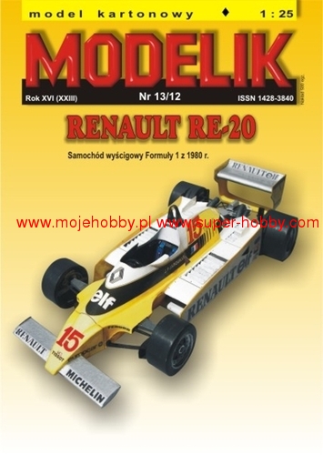 Modelik 13_12 RENAULT RE-20 - Samochód wyścigowy Formuły 1 z 1980 roku