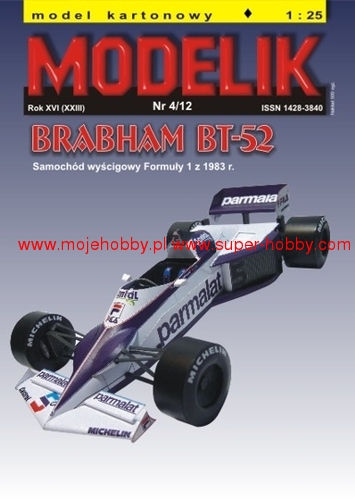Modelik 04_12 BRABHAM BT 52 - Samochód wyścigowy Formuły 1 z 1983 roku