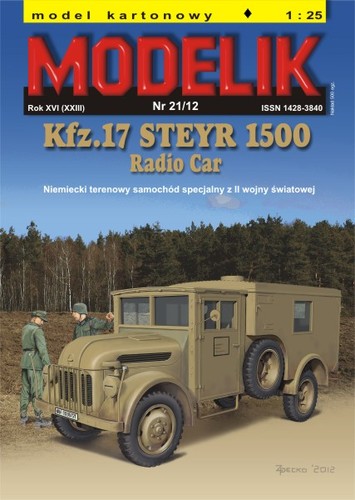 Modelik 21_12 STEYR 1500 Funkkraftwagen Niemiecki samochód specjalny (obsługi radiowej) z II wojny światowej