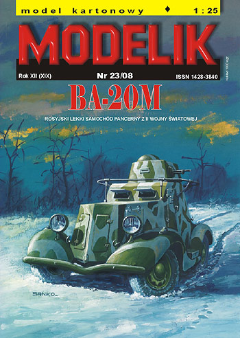Modelik 23_08 BA-20M ROSYJSKI LEKKI SAMOCHÓD PANCERNY Z II WOJNY ŚWIATOWEJ