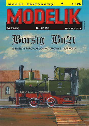Modelik 20_08 Bn2t BORSIG NIEMIECKI PAROWÓZ WĄSKOTOROWY Z 1925 ROKU