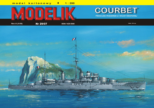 Modelik 29_07 COURBET Francuski pancernik z I Wojny Światowej