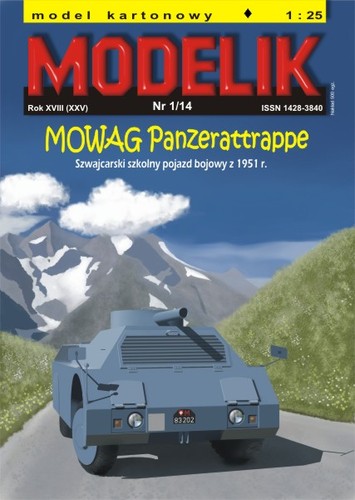 Modelik 01_14 MOWAG PANZERATTRAPPE - Szwajcarski szkolny pojazd bojowy z 1951 roku
