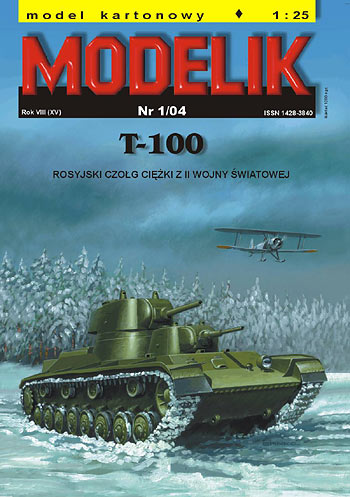 Modelik 01_04 T-100 RUSSIAN HEAVY TANK FROM W.W. 2ND (TOOK PART IN WAR WITH FINLAND IN WINTER 1939/40)