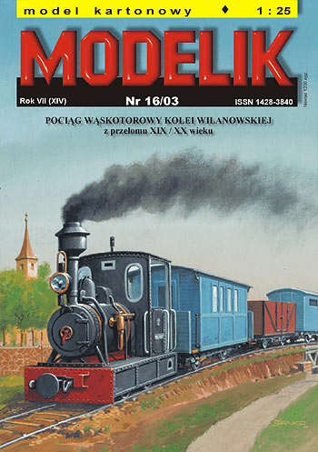 Modelik 16_03 NARROW-GAUGED TRAIN TRAIN: STEAM-LOCOMOTIVE + 4 WAGONS FROM 19TH-20TH CENTURY