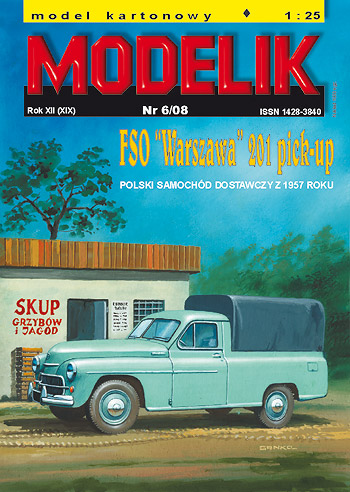 Modelik 06_08 FSO 201 WARSZAWA PICK-UP POLSKI SAMOCHÓD DOSTAWCZY Z 1957 ROKU