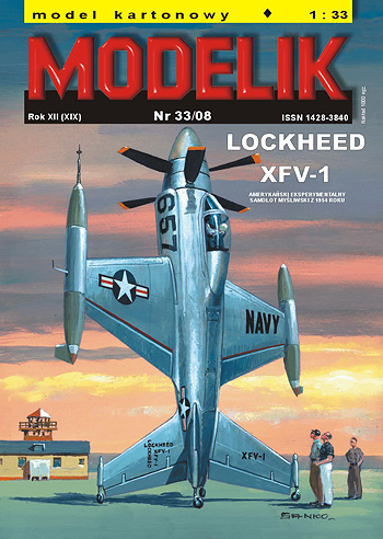 Modelik 33_08 LOCKHEED XFV-1 AMERYKAŃSKI DOŚWIADCZALNY SAMOLOT PIONOWEGO STARTU Z 1954 ROKU