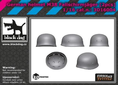 NEW! Black Dog 3D16004 German Helmet M38 Fallschirmjaeger (2 pcs / 3D-Printed)