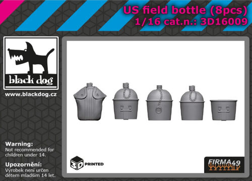 NEW! Black Dog 3D16009 US Field Bottles (8 pcs / 3D-Printed)