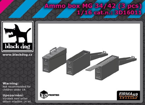 NEW! Black Dog 3D16011 Ammo Box MG34 / MG42 (3 pcs / 3D-Printed)