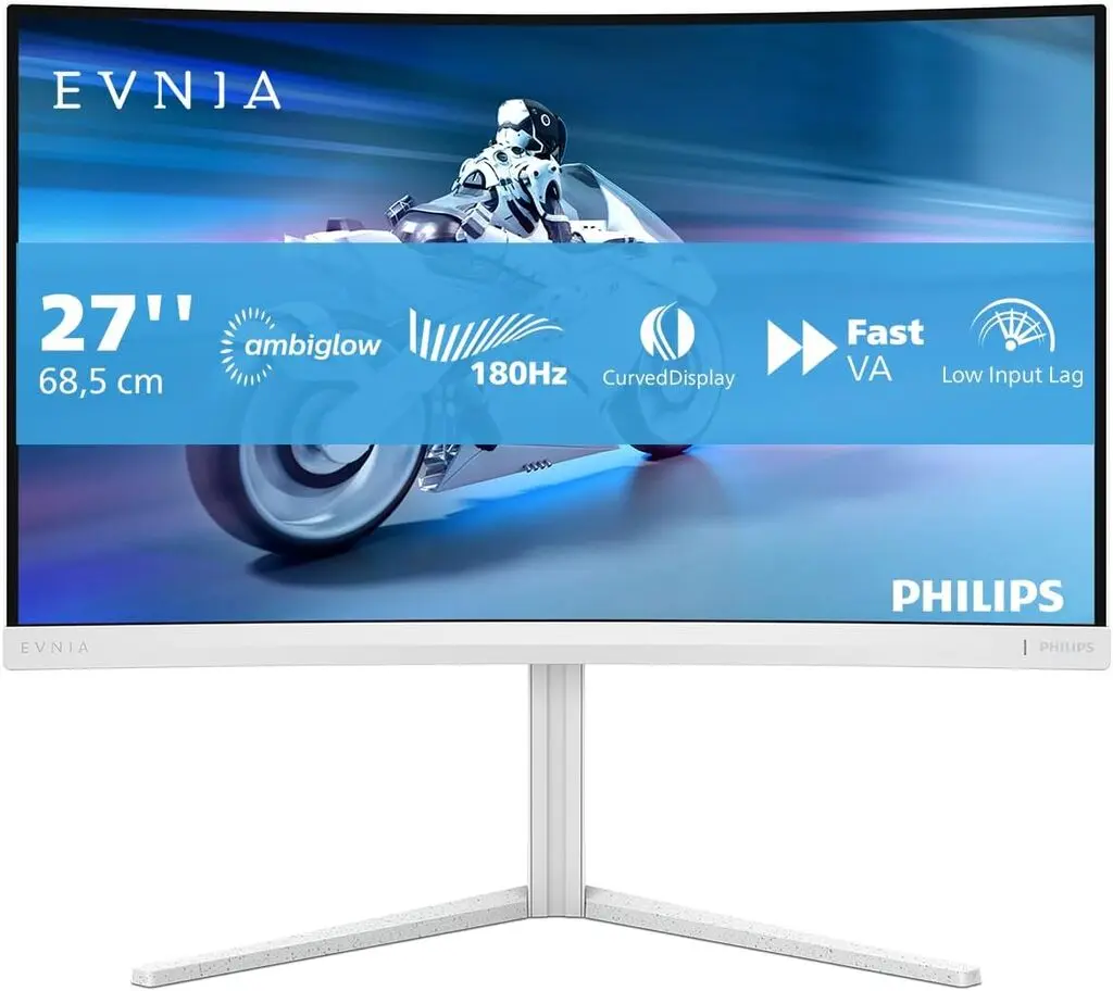 Philips Gaming monitor 27M2C5201L/00 27"/VA,zakrivljen/1920X1080/180Hz/1ms GtG/HDMIx2,DP/VESA/bela