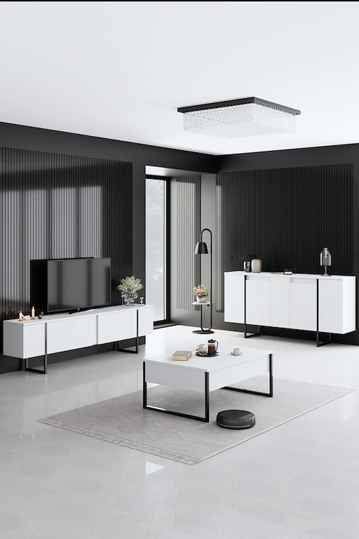 Hanah Home Set TV Komoda i klub sto Belo-Crni