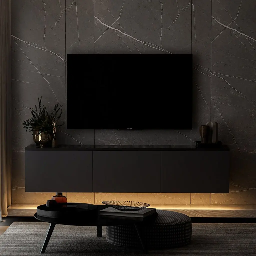 Hanah Home Neon Illuminated 382NRC1127 TV polica, Antracit