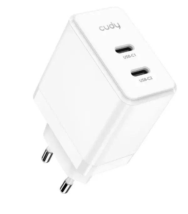 Cudy Brzi punjac CH40_EU,m Za telefone,laptopove I tablete PD+PPS+QC, 2× USB-C , 40W, Beli