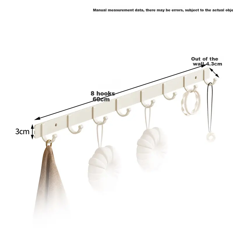 Huxiansen Samolepljivi čiviluk sa 8 kukica, Beli