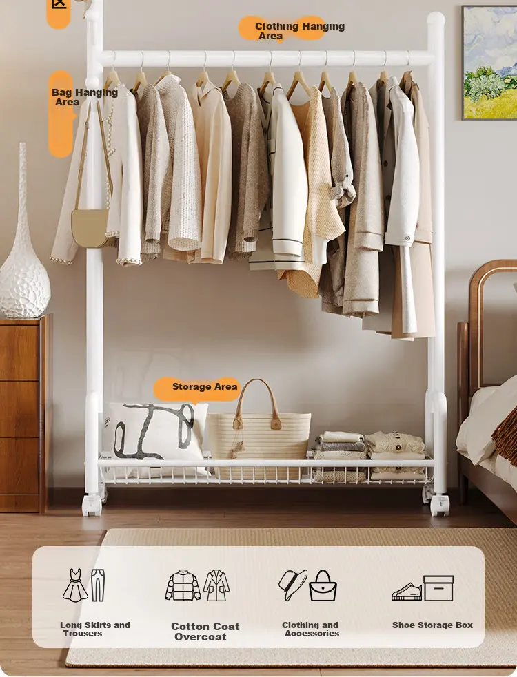 QIAONAMEI Stalak za odeću, 105 cm, Beli