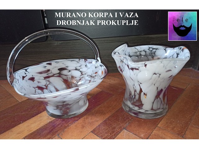 EX YU set korpa i vaza Murano - FS Dragan Drobnjak