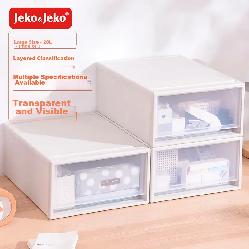 Jeko&Jeko Set kutija za odlaganje, 20 L, 41x31.6x17.2cm, 3 komada, Beli