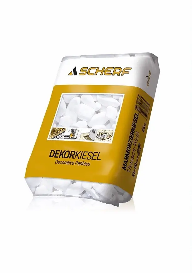 SCHERF Dekorativni kamen Oblutak Thassos, 25-50mm, 25kg, Beli