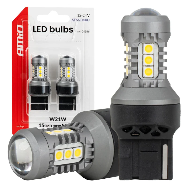 Sijalice LED W21W 7440 Canbus 12/24V 15 SMD (2 kom) – Amio 04996