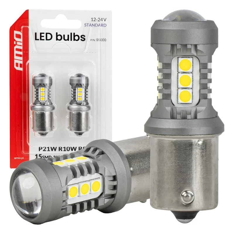 Sijalice LED P21W Canbus 12/24V 15 SMD (2 kom) – Amio 05000