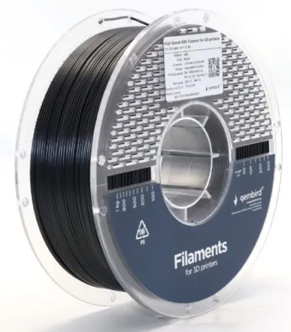 GEMBIRD Filament velike brzine za 3D štampač 3DP-ABS1.75HY-01-BK ABS, 1.75mm, 1 kg, Crni