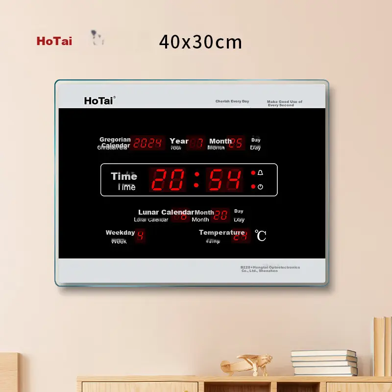 HoTai Zidni LED sat B228-09, 40x30cm, Crna