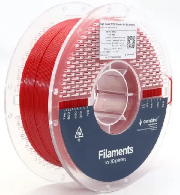 GEMBIRD Filament velike brzine za 3D štampač 3DP-PETG1.75HY-01-R, 1.75mm, 1kg, Crveni