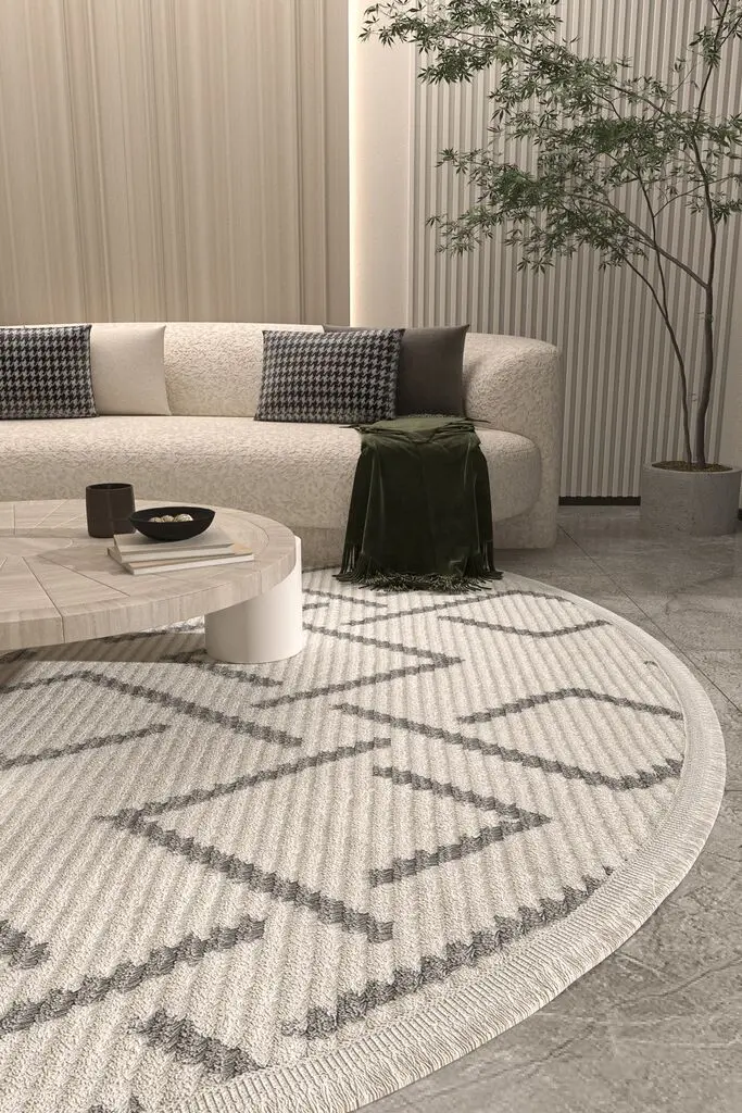 Conceptum Hypnose Tepih Vetrina 3609, O120 cm, Krem-sivi