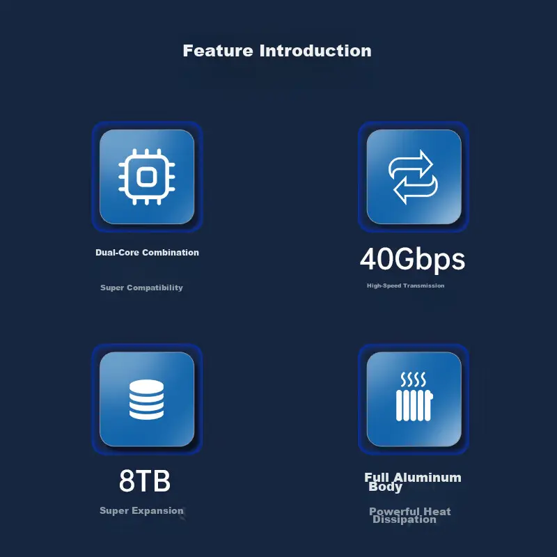 Acasis Kućište za SSD TBU405M1, M.2 NVMe, USB4/Thunderbolt 3, 40Gbps, Sivo