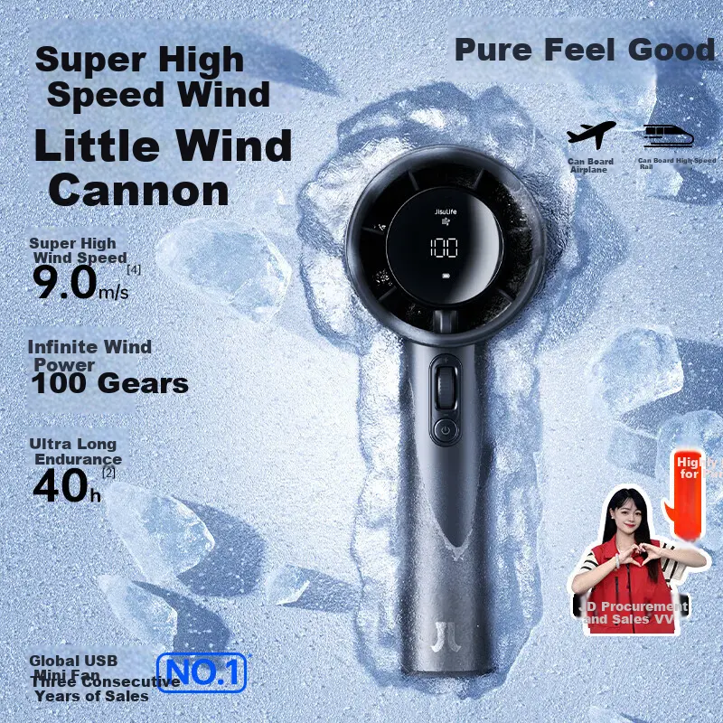 Jisu Ručni mini ventilator Pro1S, 5000mAh, Sivi