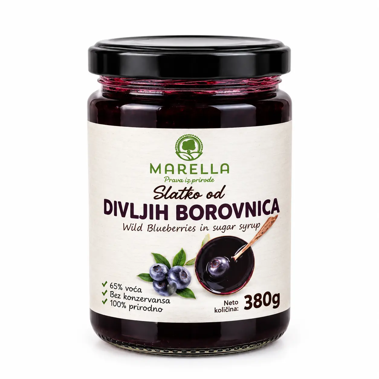 Slatko od divljih borovnica 380g Marella