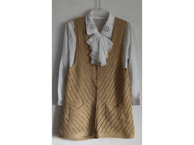 Unikatni ručno pleteni prsluk Topla elegancija XS/S