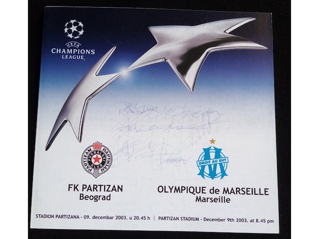 FK Partizan-Olimpique de Marseille,2003,program utakmic