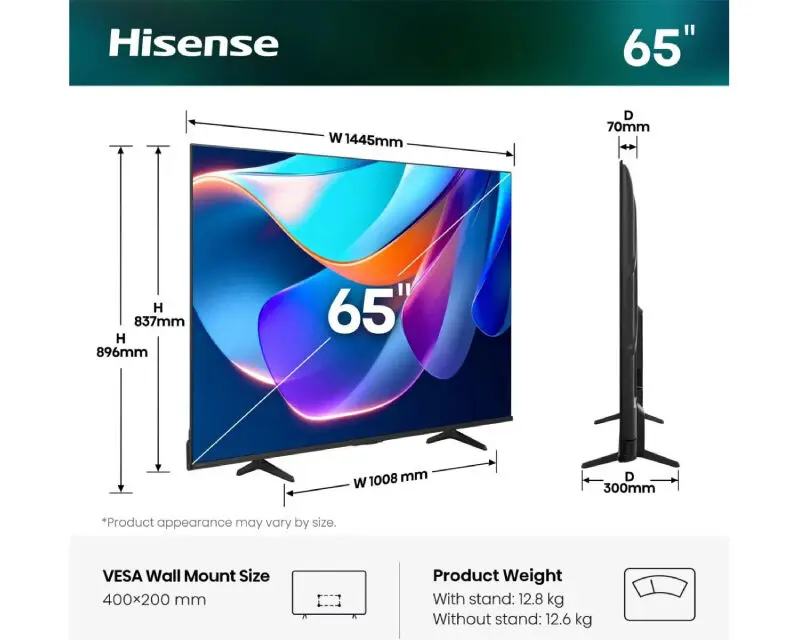 Hisense Televizor 65E6ST, 65", 3840x2160 4K UHD, Smart TV