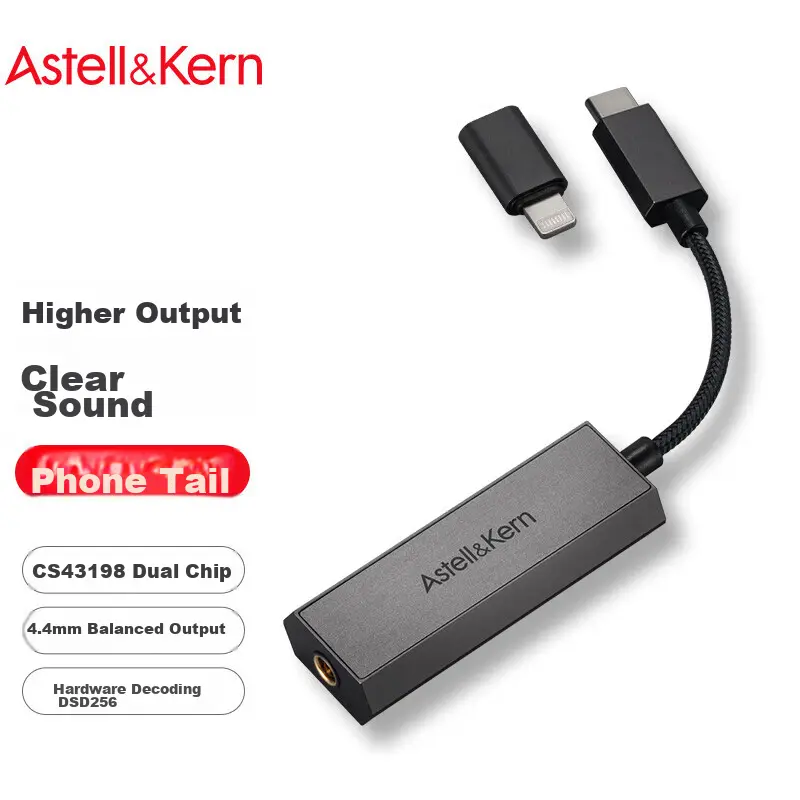 Astell&Kern DAC pojačalo za slušalice AKHC2, 4.4mm, USB-C, dual DAC, Srebrni