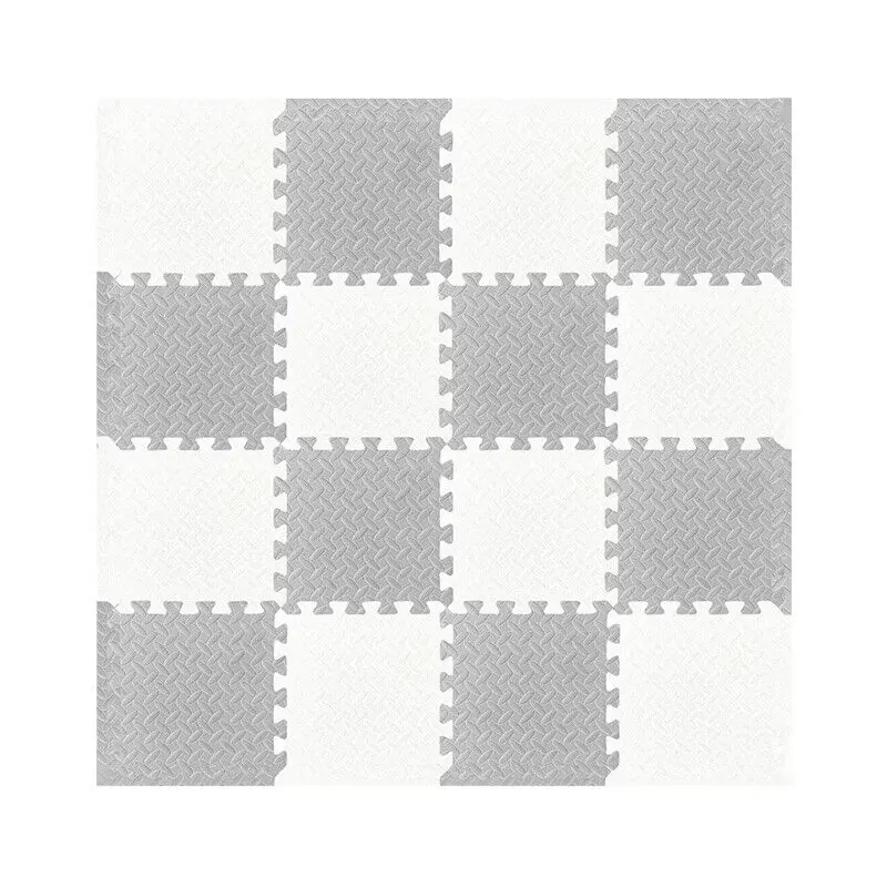 Budisi Podloga za bebe, 30x30x1cm, 16 komada, Sivo-bela