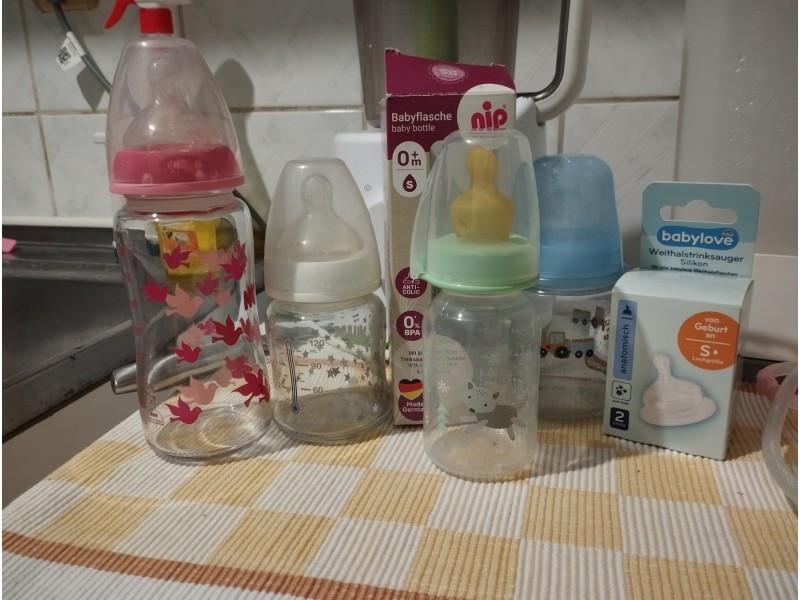 Set bočica i cucli za bebe (NUK, Nip, Babylove)